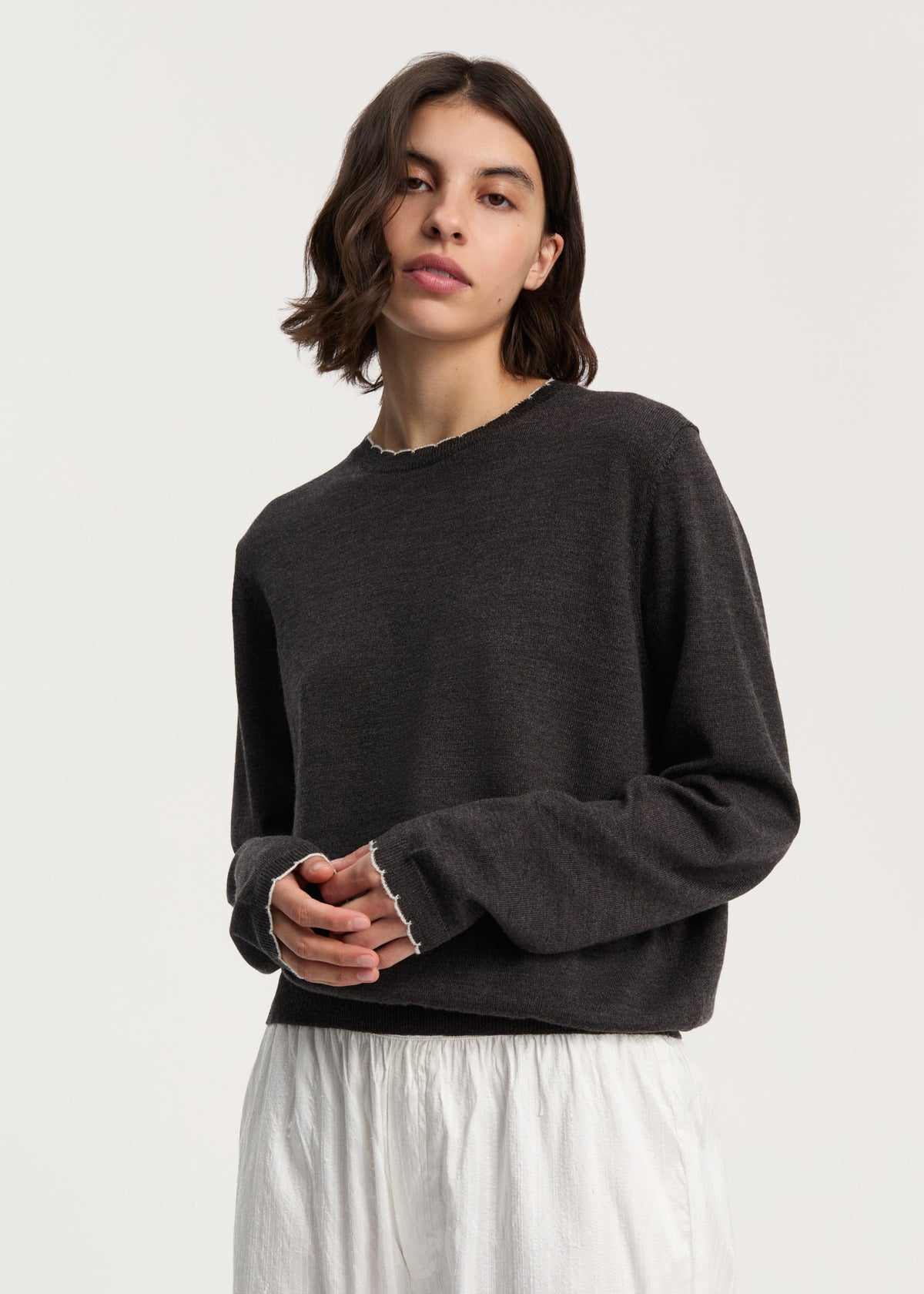 Isha sweater – merino wool | Dark Brown Melange