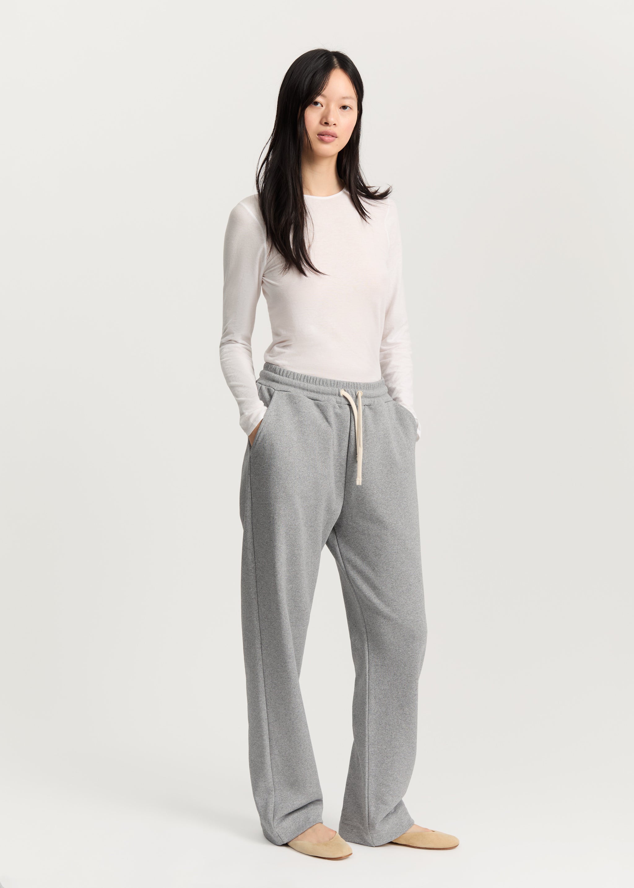 Stitched circular sweatpant | Grey Melange