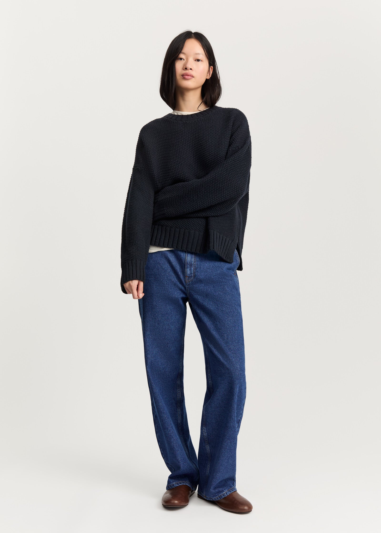 Vetla sweater – highland wool | Black Blue